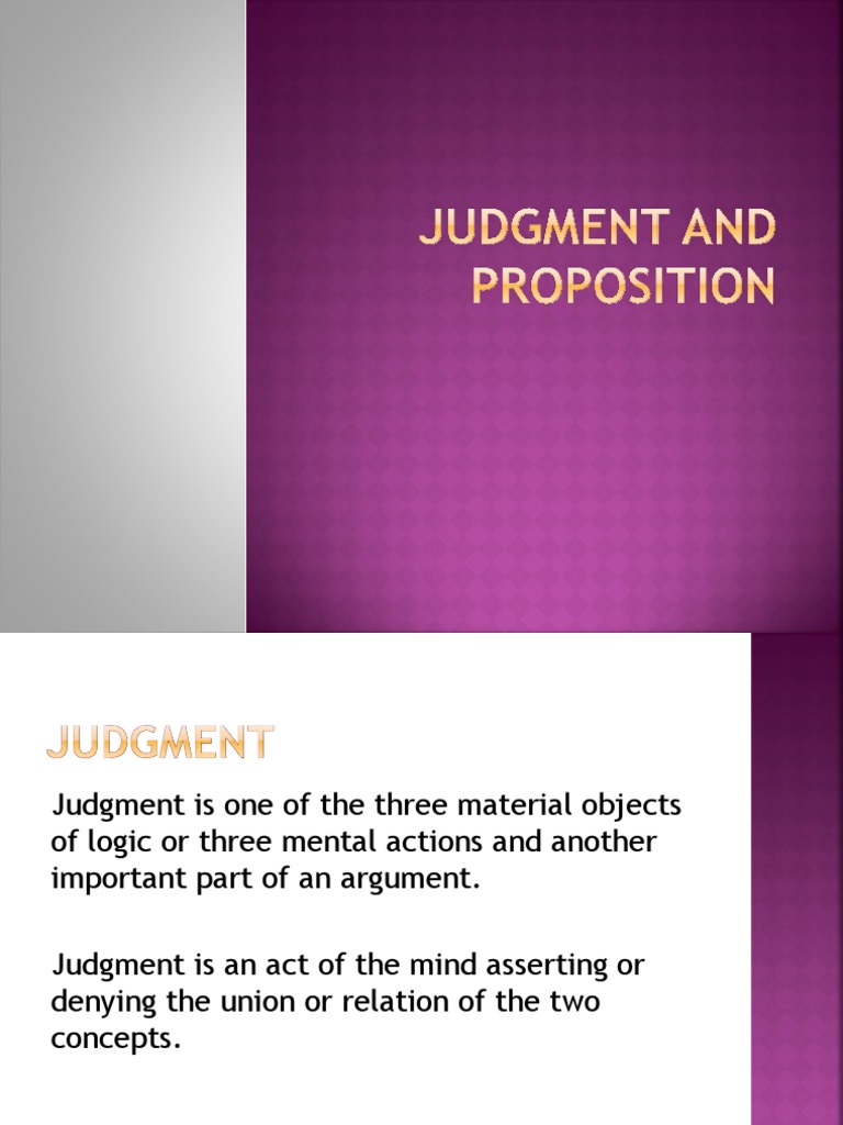 Judgment and Proposition | PDF | Proposition | Semantics