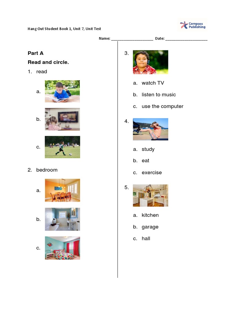 Hang Out 1 - Unit Test 7 | PDF