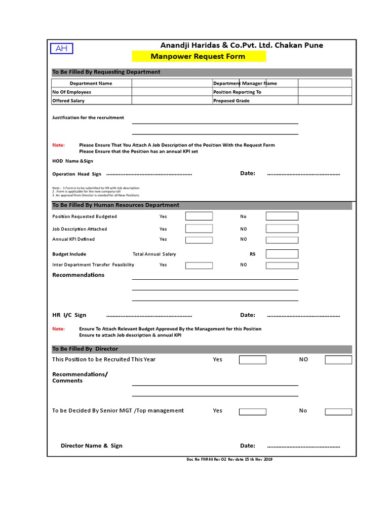 Manpower Request Form Template | PDF | Systems Psychology | Human Resources