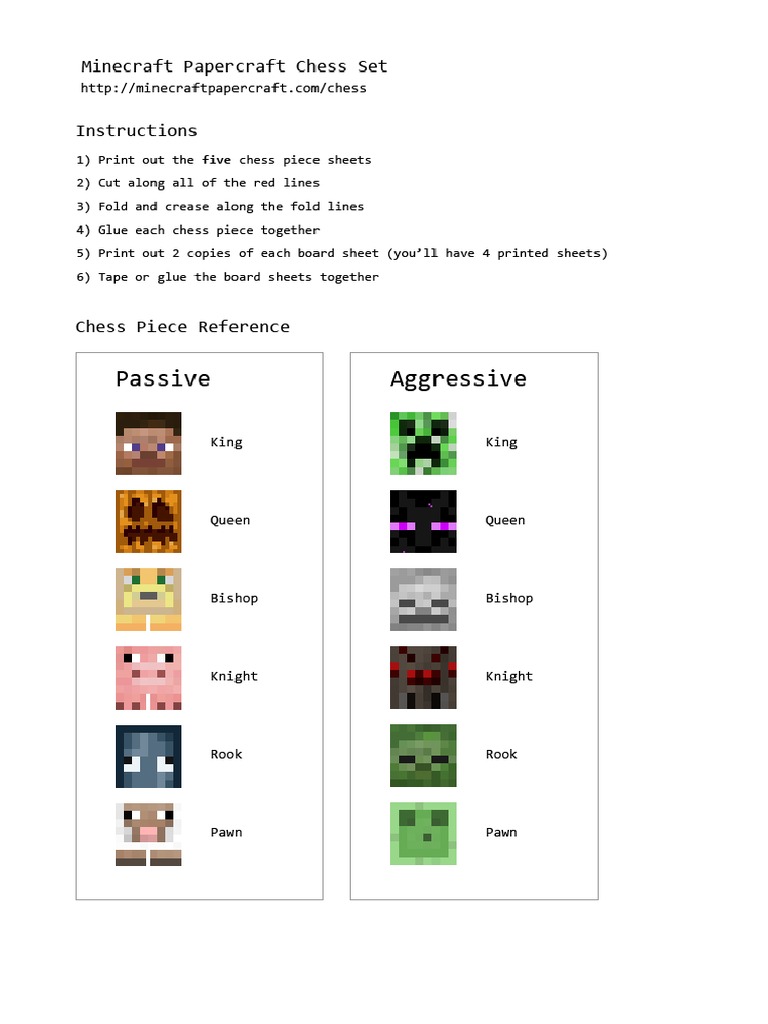 Minecraft Papercraft Chess PDF | PDF