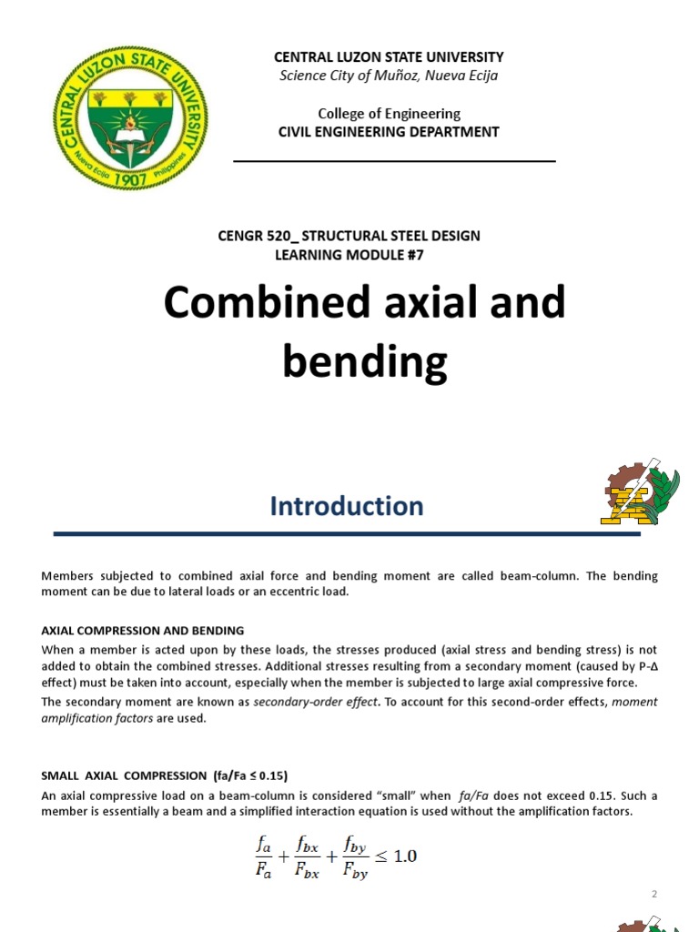 Module 7-Combined Axial and Bending | PDF | Bending | Beam (Structure)