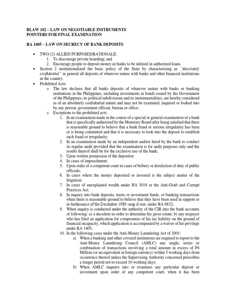 Summary Bank Secrecy Law | PDF | Money Laundering | Banks