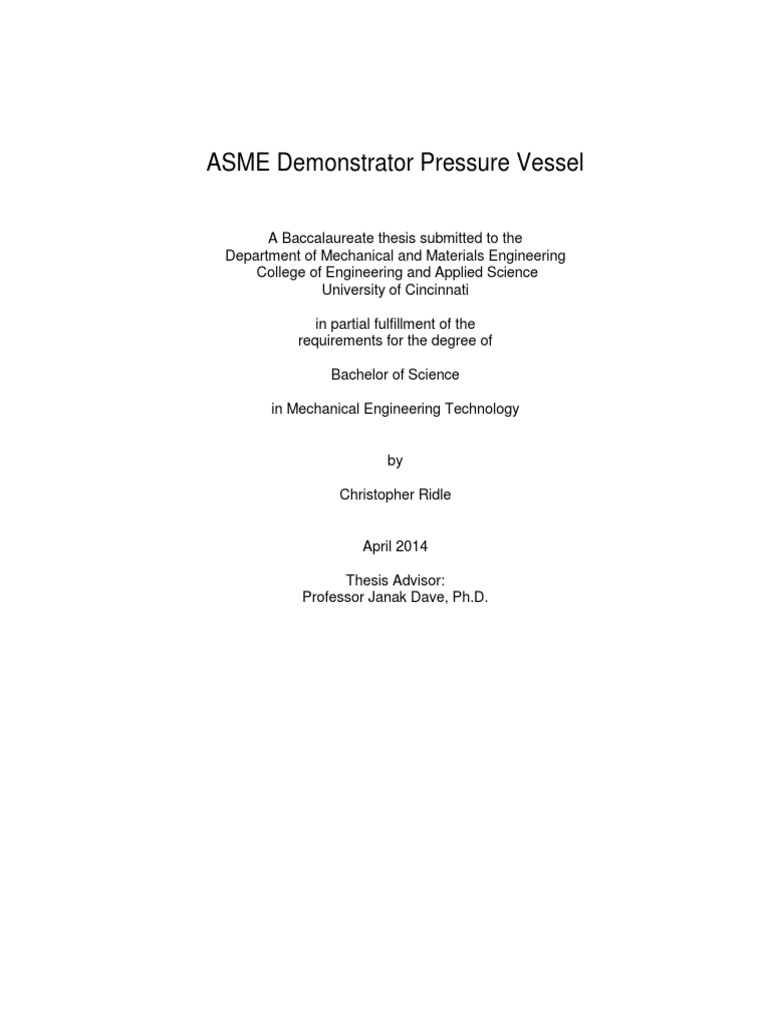 ASME Pressure Vessel Design Thesis | PDF | Composite Material | Pipe ...