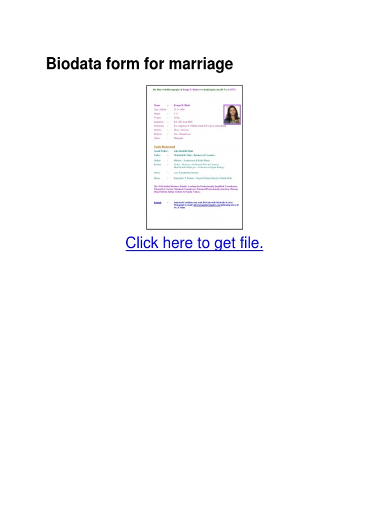 Biodata Form For Marriage | PDF | Résumé | Marriage