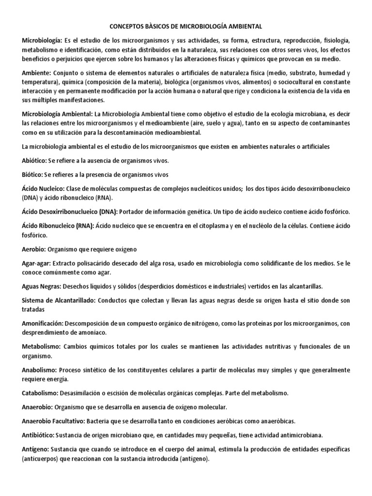 Conceptos Bàsicos de Microbiología Ambiental | PDF | Microorganismo | Las bacterias