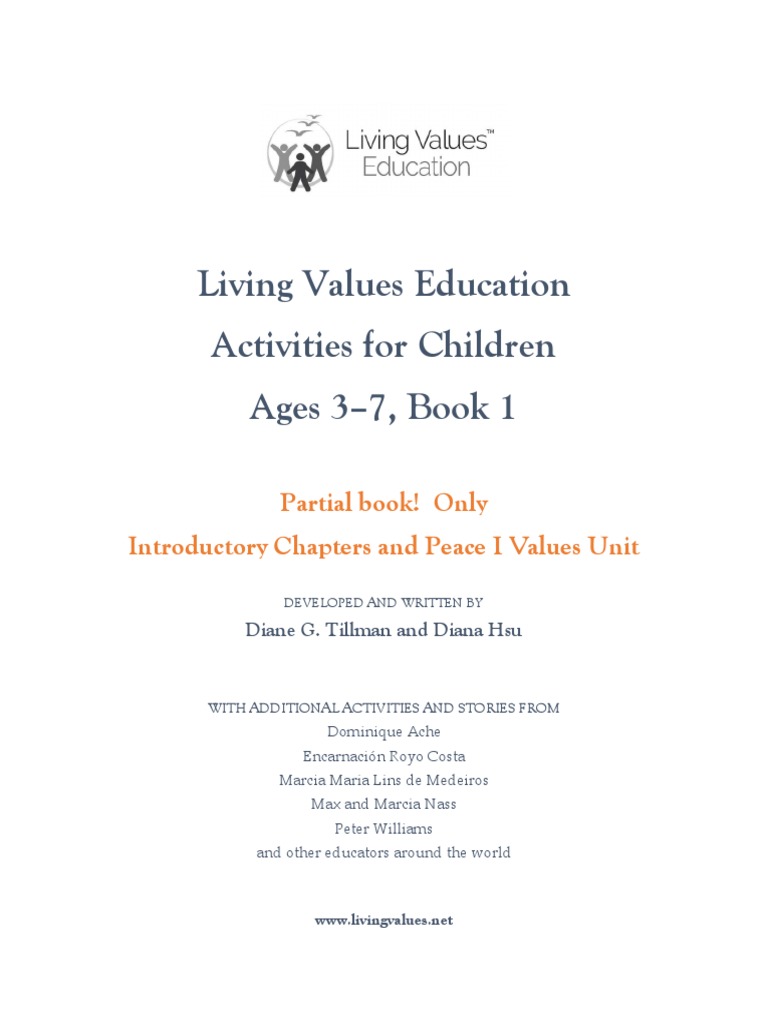 Living Values Education Activities For Children 3 7 Book 1 Intro and ...