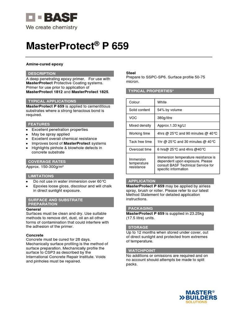 Basf Masterprotect P 659 | PDF | Epoxy | Safety