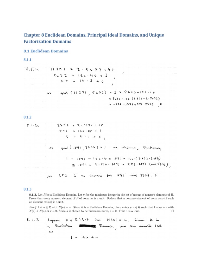 Euclidean, Principal Ideal, and Unique Factorization Domains | PDF