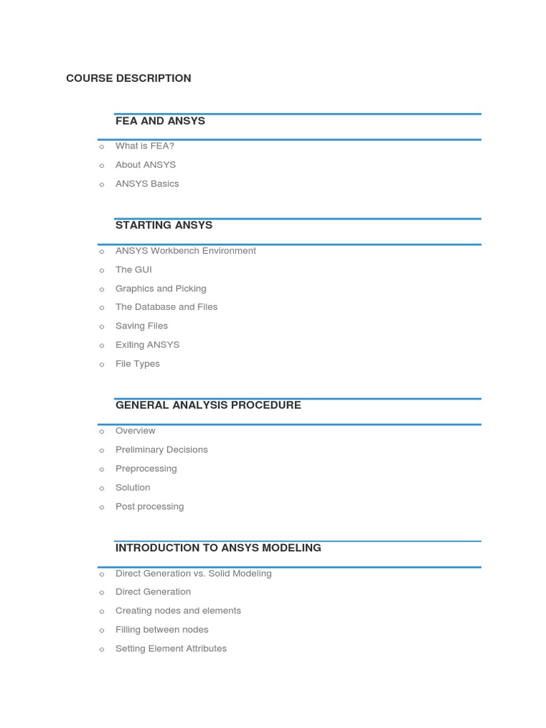 ANSYS Course Contents | PDF | Finite Element Method | Area