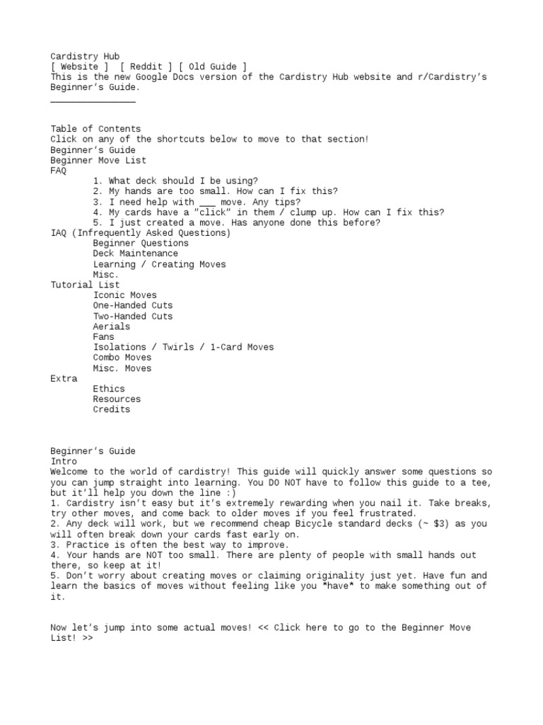 Cardistry Hub V1 0 9 Pdf Playing Cards Ephemera