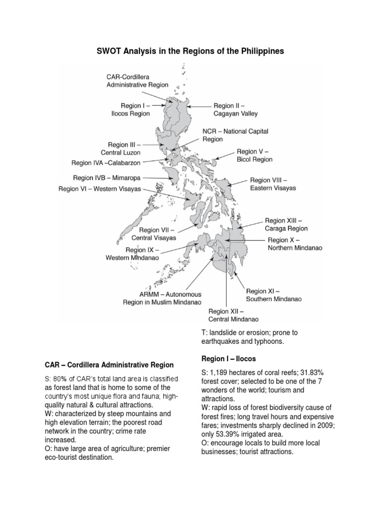 SWOT in Philippine Regions | PDF | Philippines | Environmental Degradation