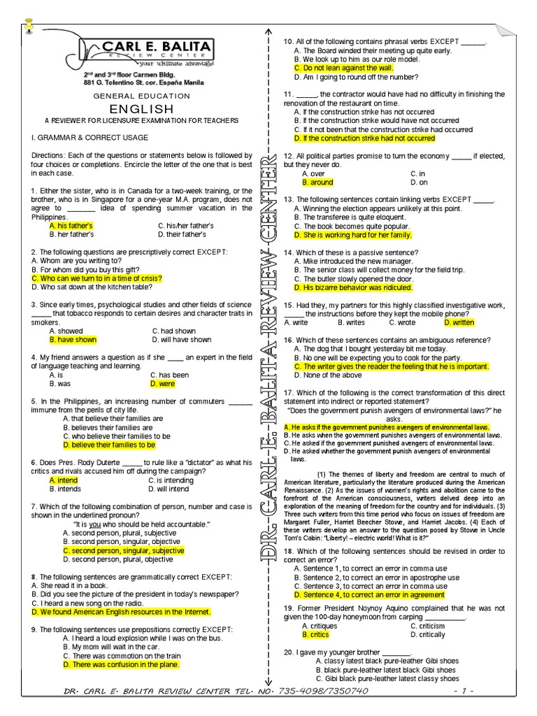 GEN ED English S2017 Ans Key | PDF | English Language | Language ...