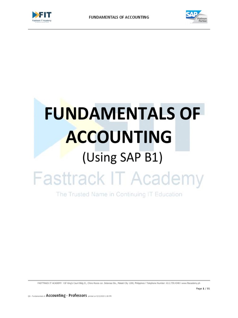 FundAcc Quickguide PDF | PDF | Debits And Credits | Revenue