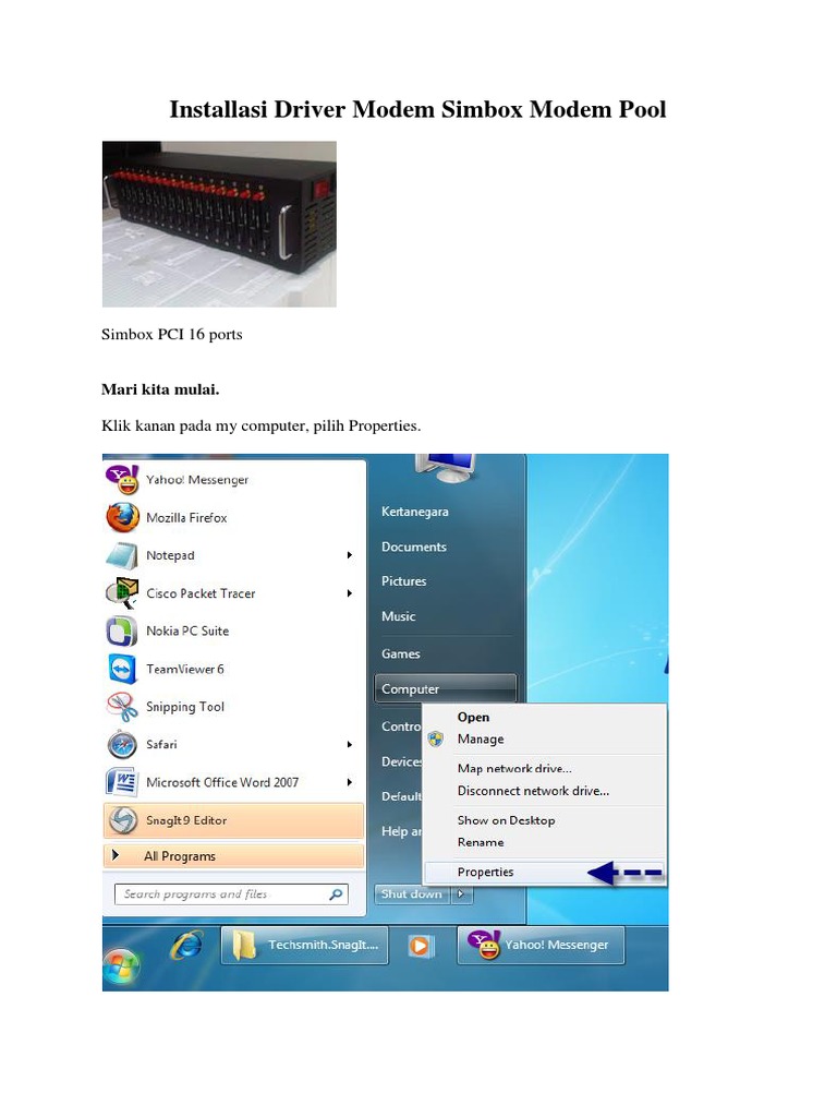 Installasi Driver Modem Simbox Modem Pool | PDF