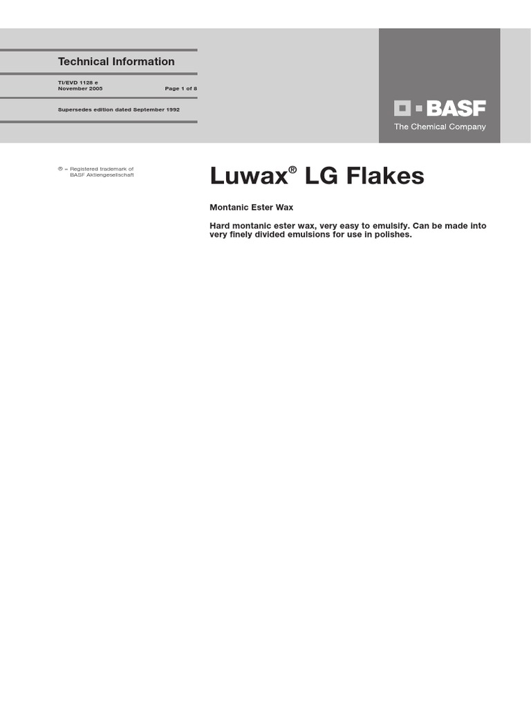 Luwax LG Flakes EVD1128 e | PDF | Emulsion | Wax