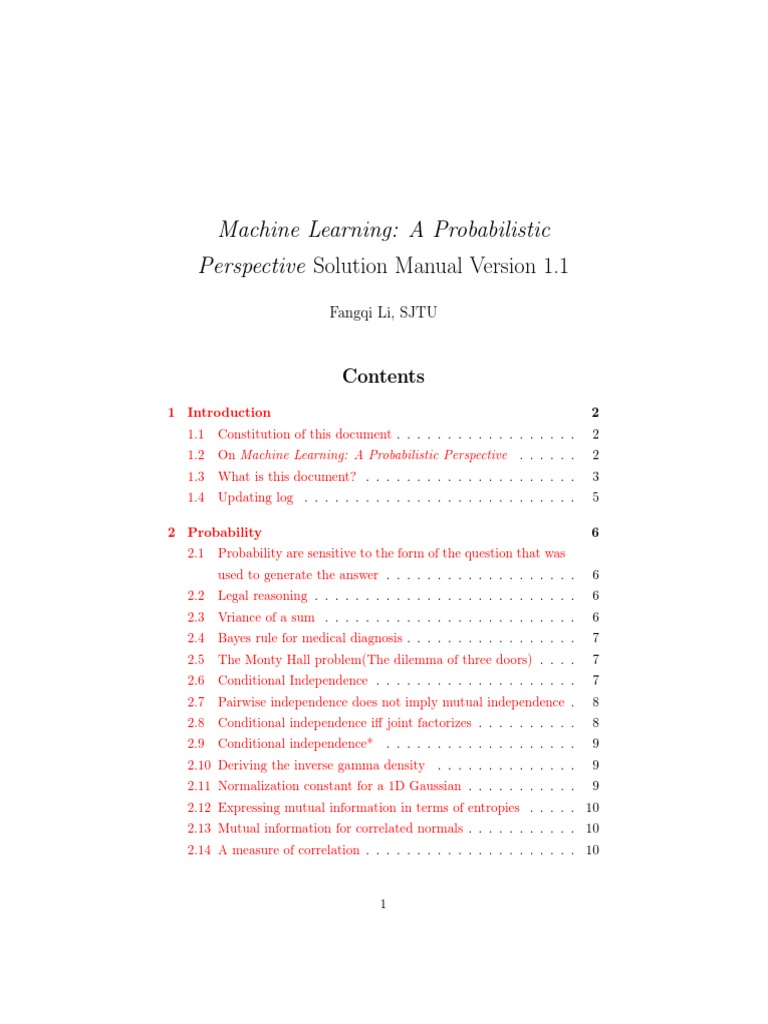 Murphy's Machine Learning Solutions Manual | PDF | Normal Distribution ...