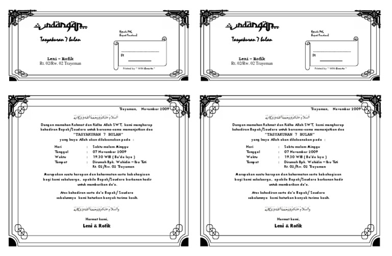 Desain Undangan Tasyakuran 7 Bulan (Mitoni) | PDF