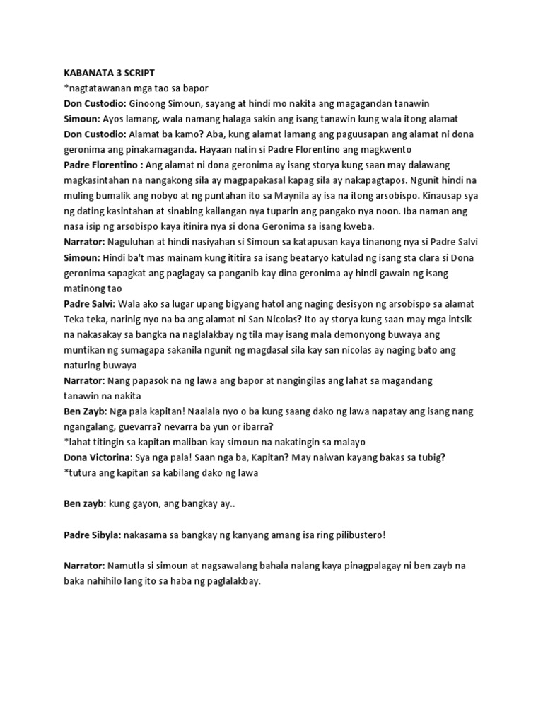 Kabanata 3 Script | PDF
