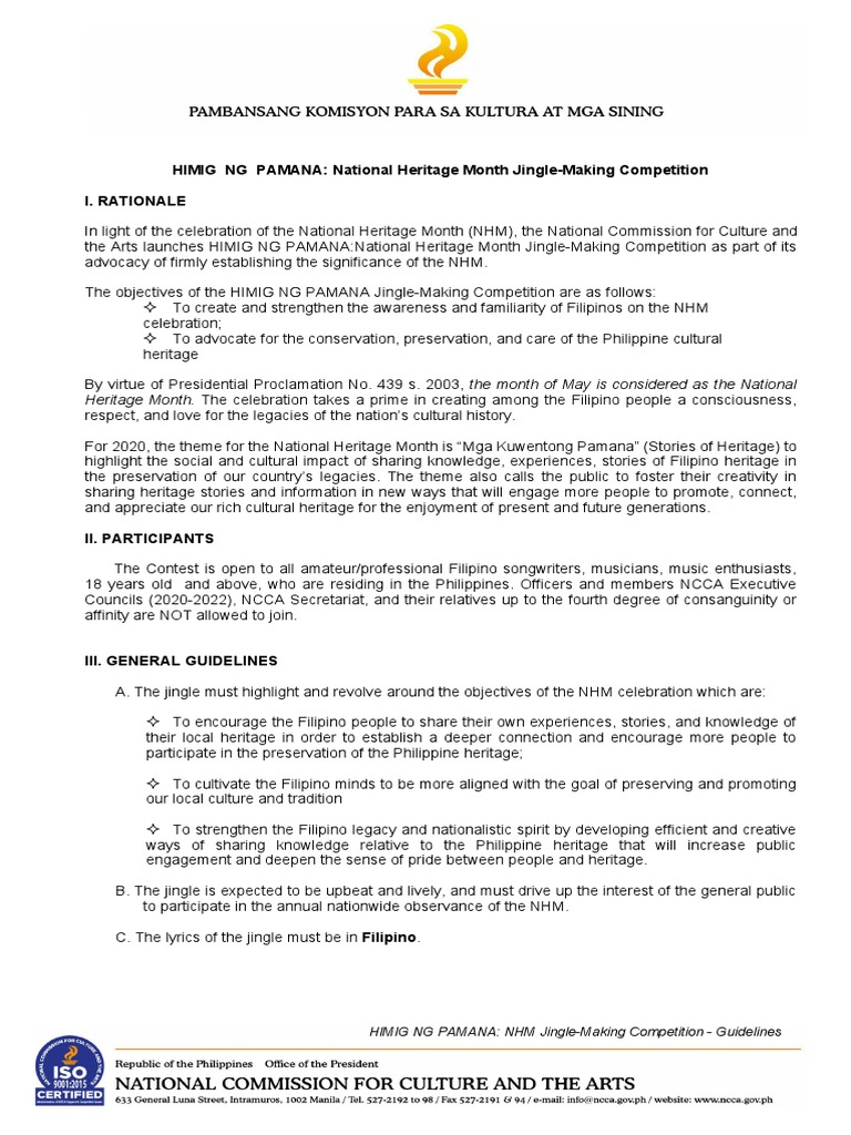 NHM Jingle-Making Competition Guidelines | PDF | Cultural Heritage ...