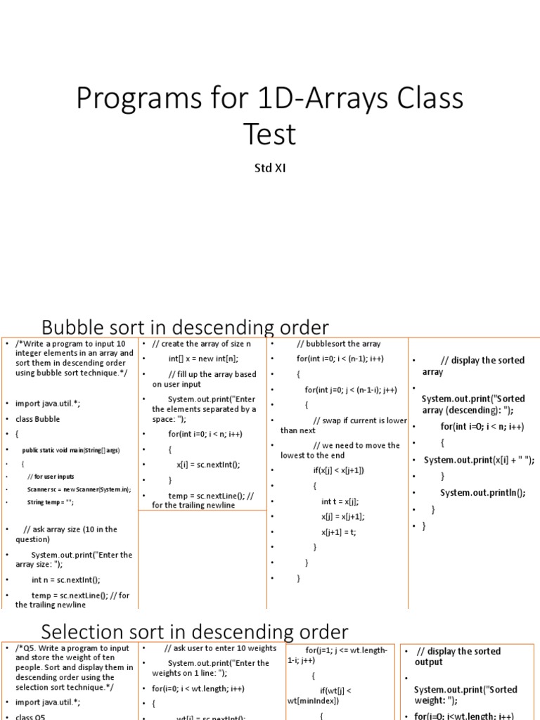 Programs For 1D Arrays - ISC | PDF | Areas Of Computer Science ...