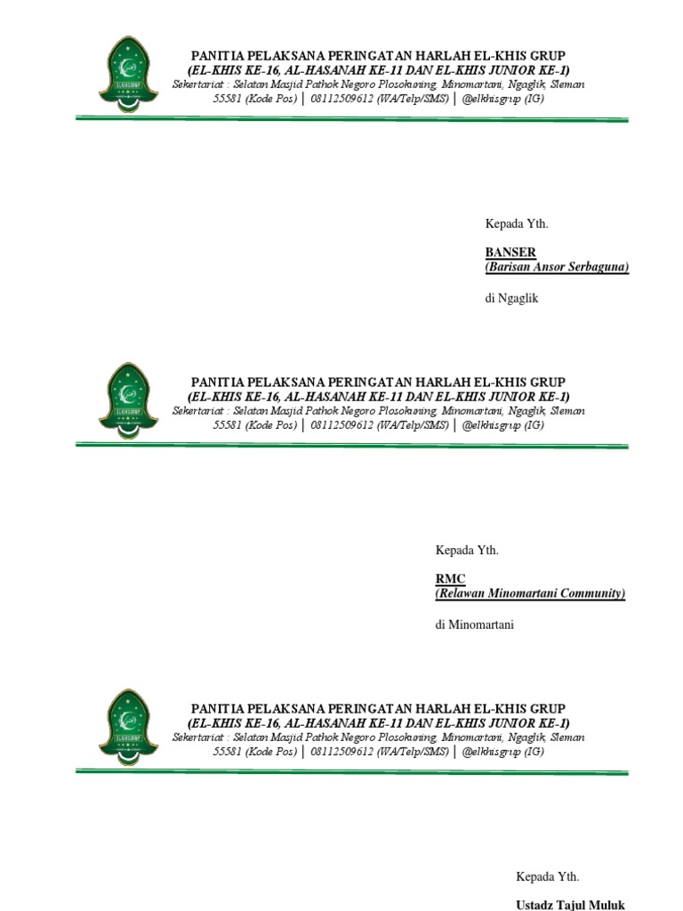 Format Tembusan Surat Resmi | PDF