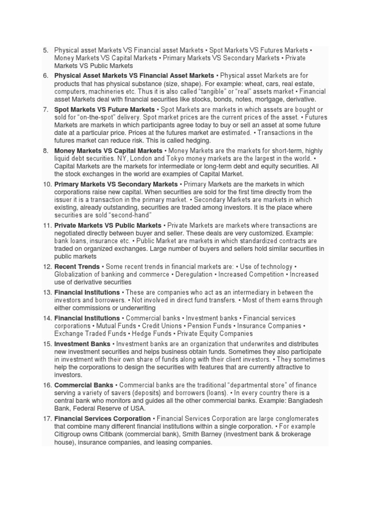 Physical Asset Markets Vs Financial Asset Markets | PDF | Stock Market ...