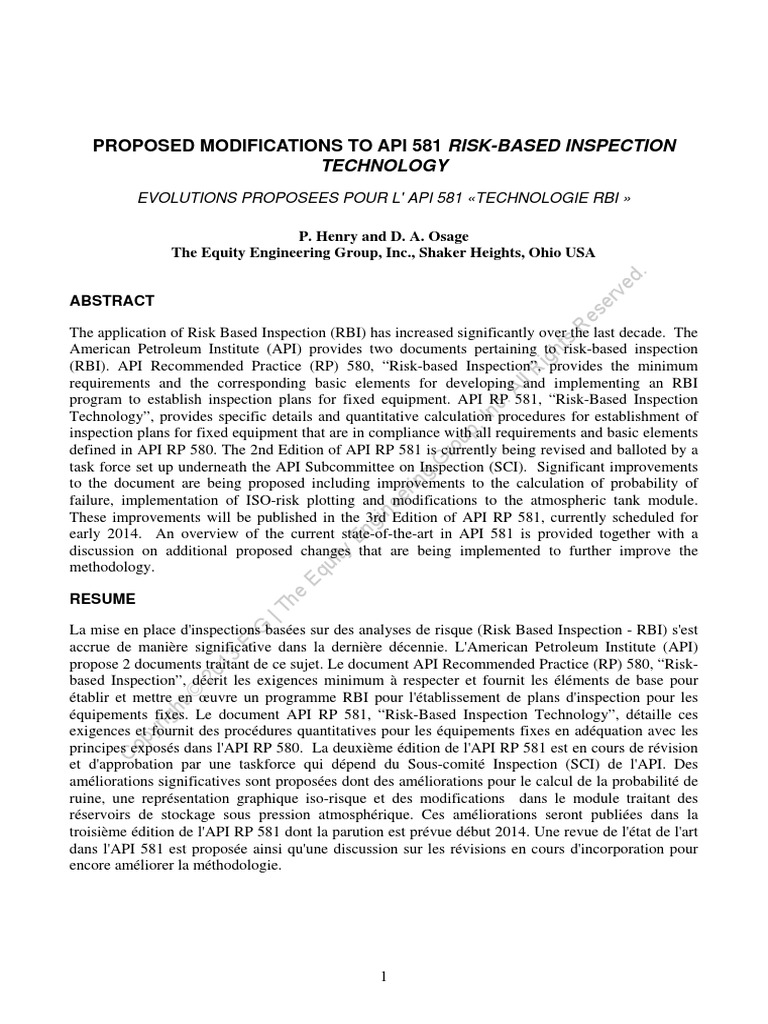 API-581-Risk-Based-Inspection Modification | PDF | Risk | Chemistry