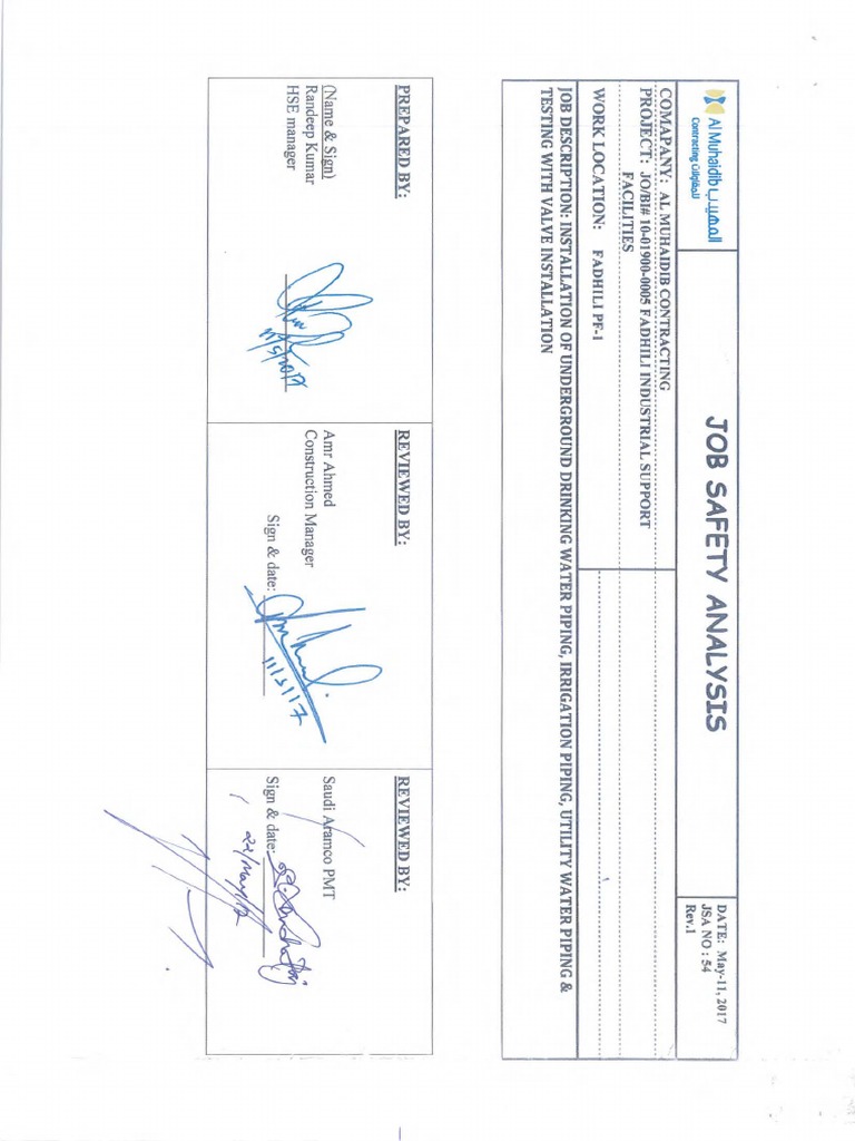 Jsa 54 Installation of Underground Drinking Water Piping, Irrigation ...