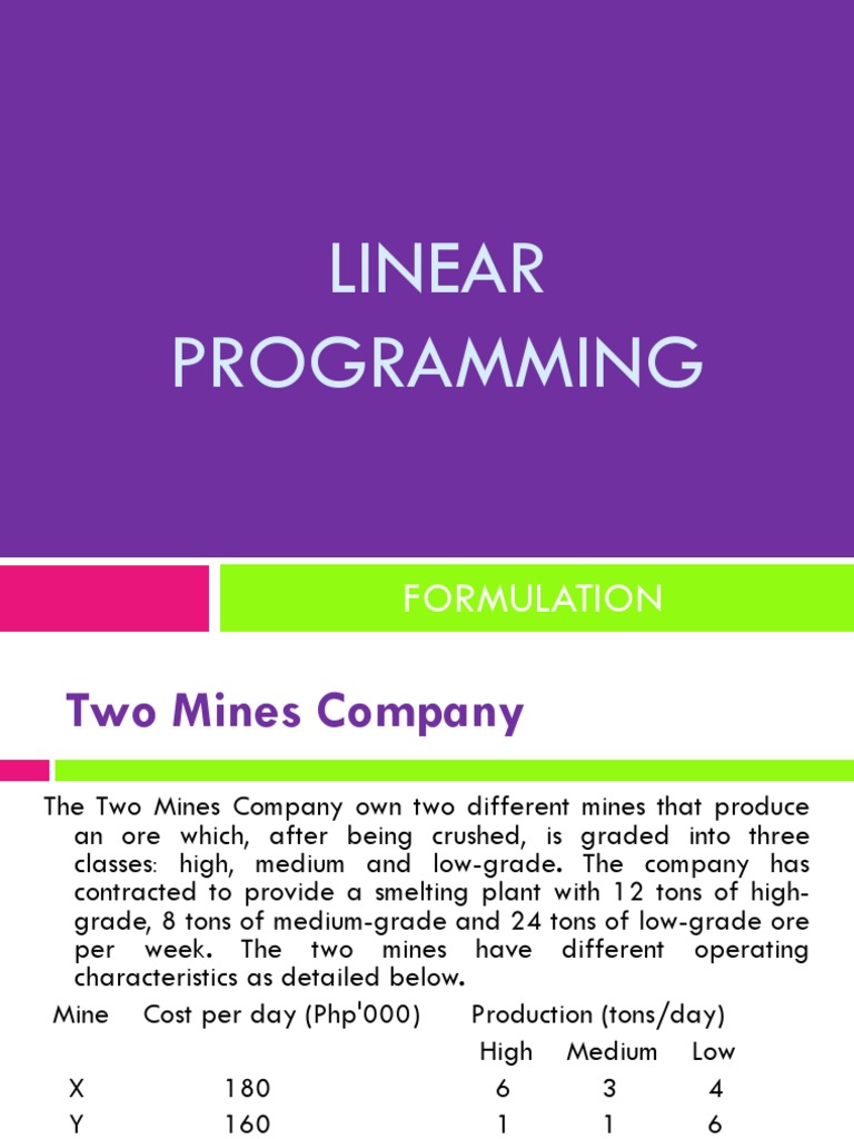 LINEAR PROGRAMMING Formulation Example | PDF | Agriculture | Business