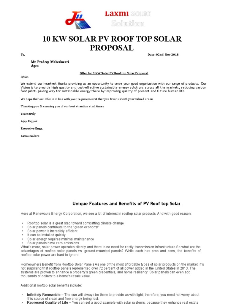 03 KW Solar PV Roof Top Solar Proposal | PDF | Photovoltaics | Solar Energy