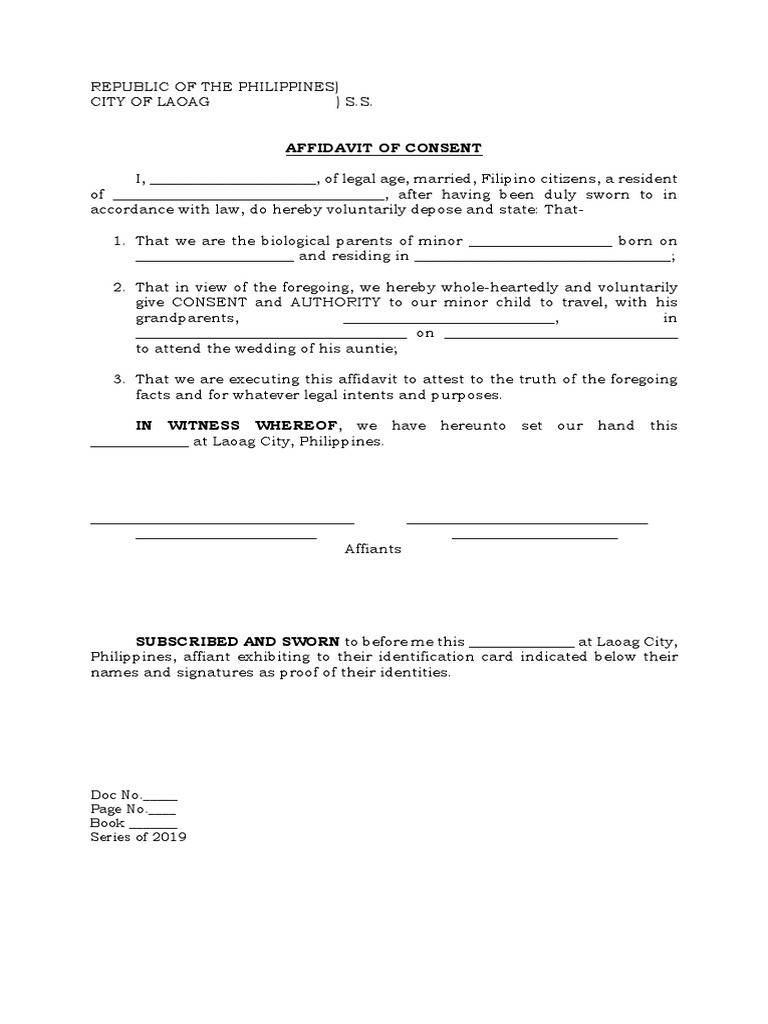 Affidavit of Consent Form | PDF
