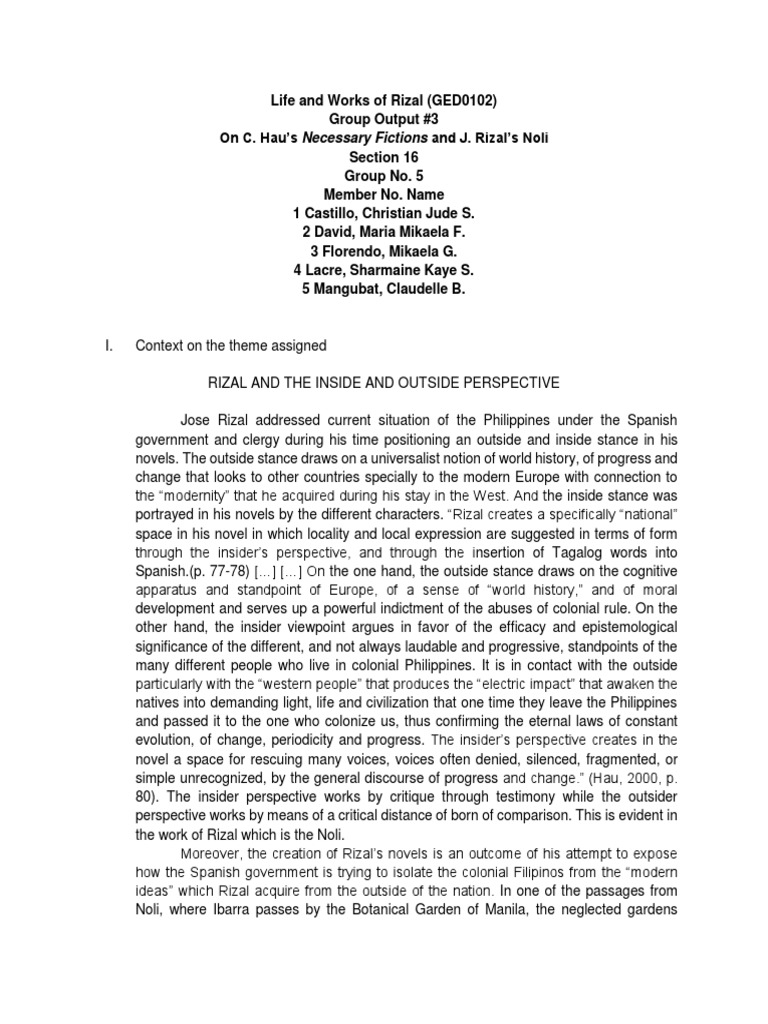 Rizal's Dual Perspectives in Noli | PDF | Philippines