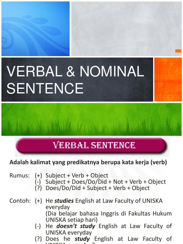 Verbal, Nominal & Tenses | PDF | Verb | Subject (Grammar)