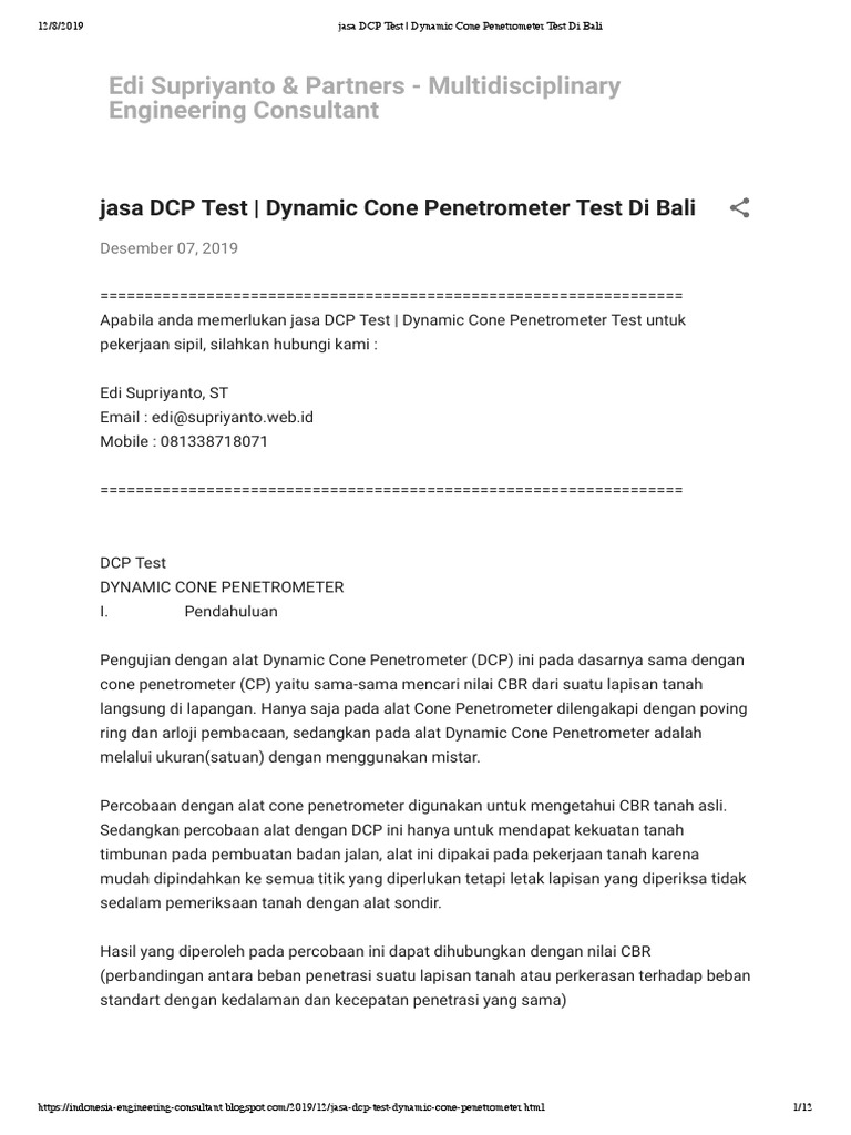 Jasa DCP Test di Bali | PDF | Sains & Matematika | Teknologi & Rekayasa