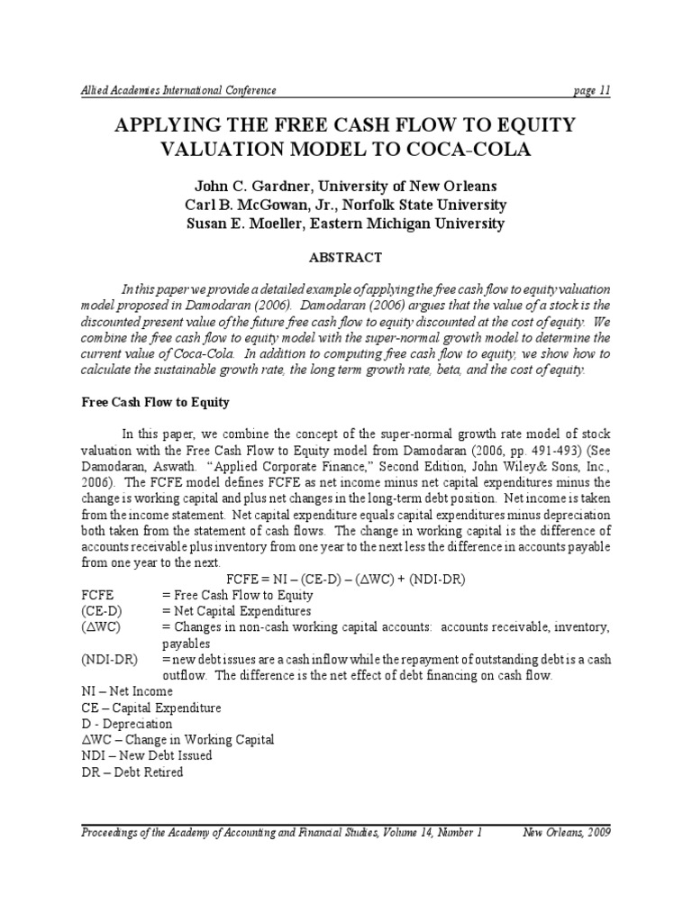 Value Coca Cola Using FCFF | PDF | Discounted Cash Flow | Present Value