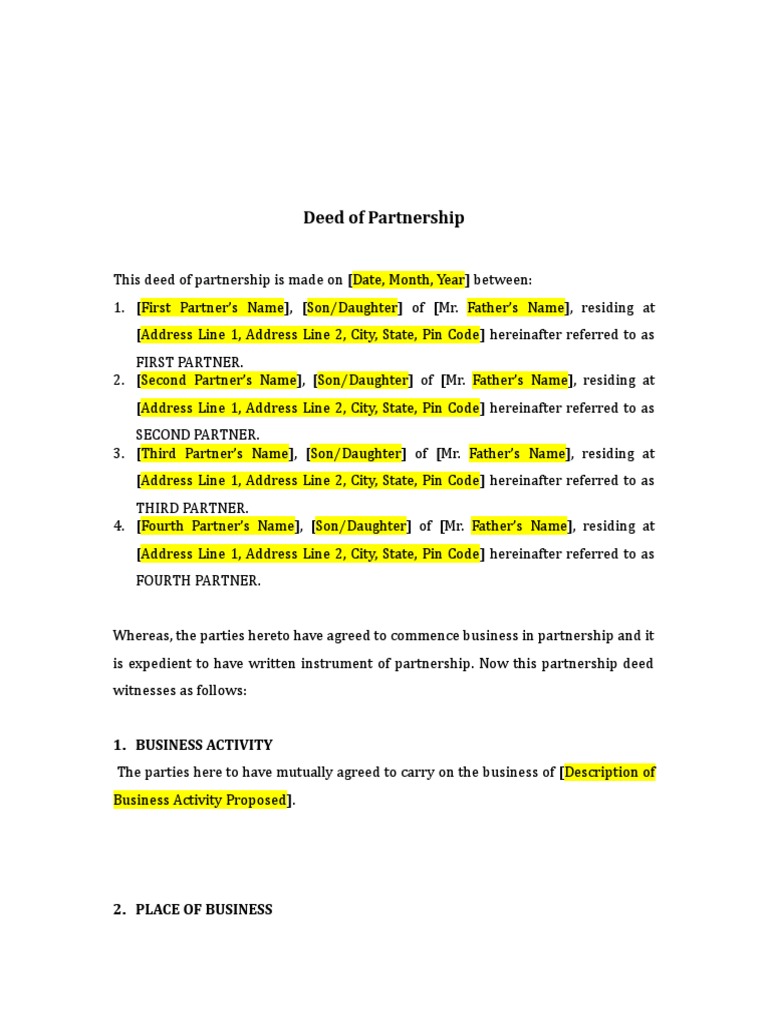 partnership-deed-format.doc | Partnership | Transaction Account