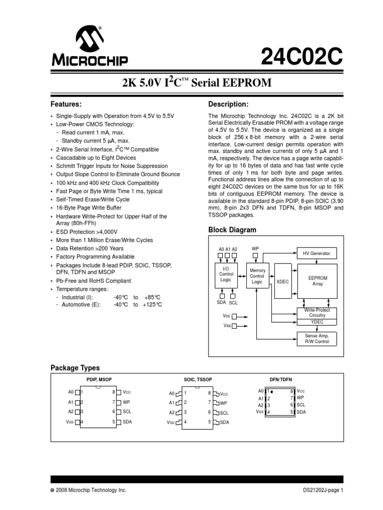 Atmel 24c02 PDF | PDF | Bit | Pointer (Computer Programming)
