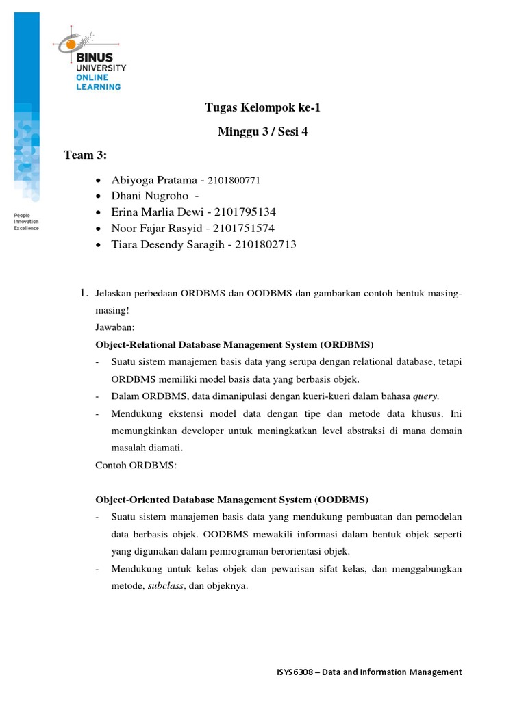 Perbedaan ORDBMS dan OODBMS | PDF | Karier & Perkembangan | Seni