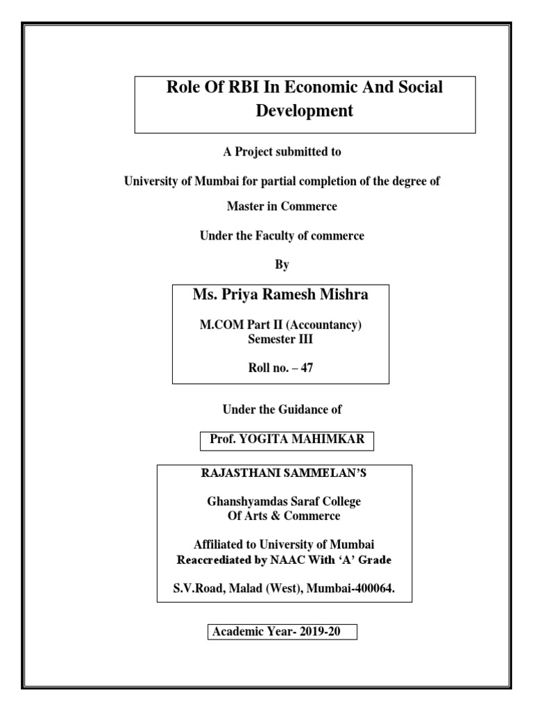 RBI's Role in Economic Development | PDF | Reserve Bank Of India ...