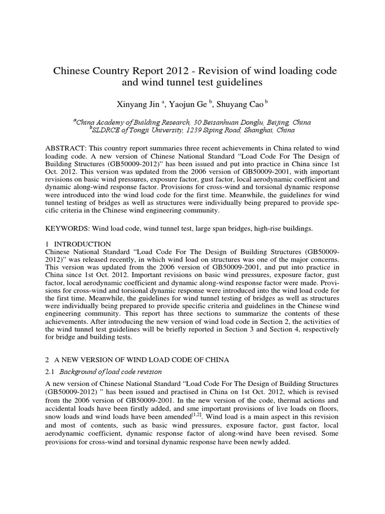China's 2012 Wind Load Code Revision and Wind Tunnel Guidelines | PDF ...