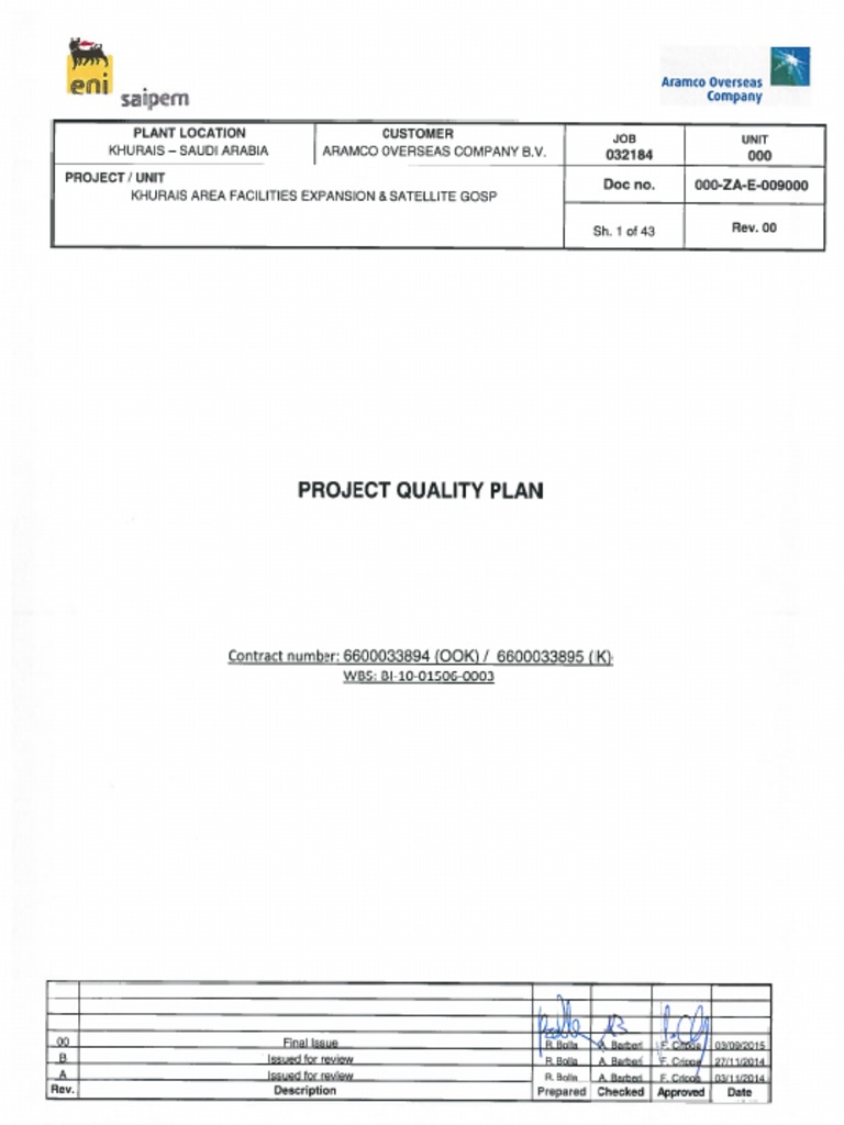 000-ZA-E-009000 - 00-Project Quality Plan | Download Free PDF | Iso ...