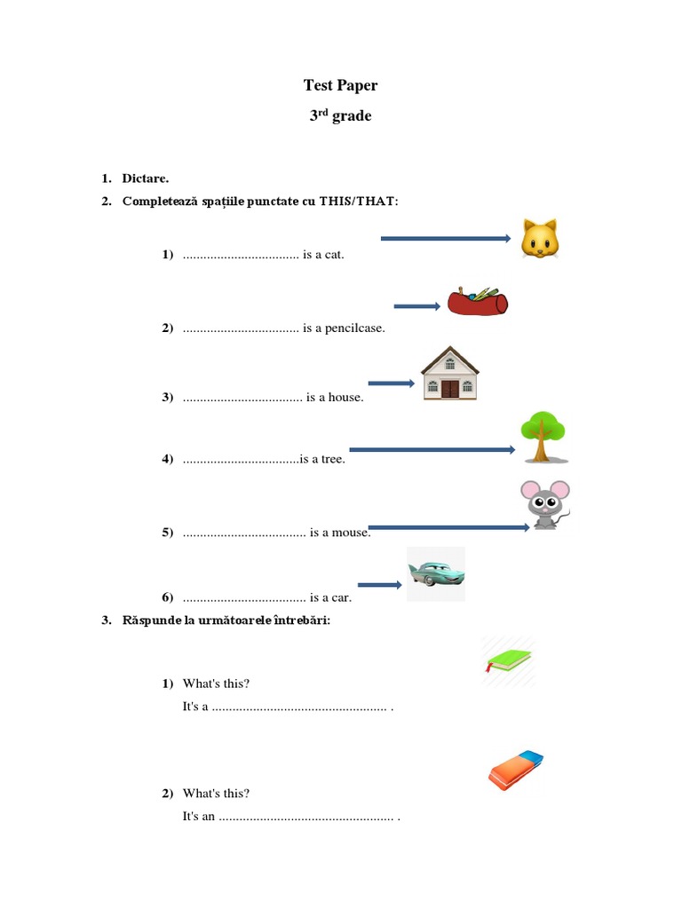 Test Limba Engleza Clasa 3 | PDF