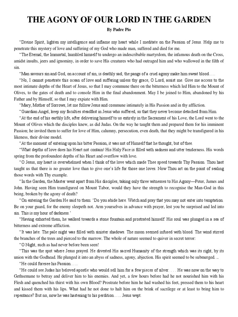 The Agony of Our Lord in The Garden PDF | PDF | God The Father | Jesus