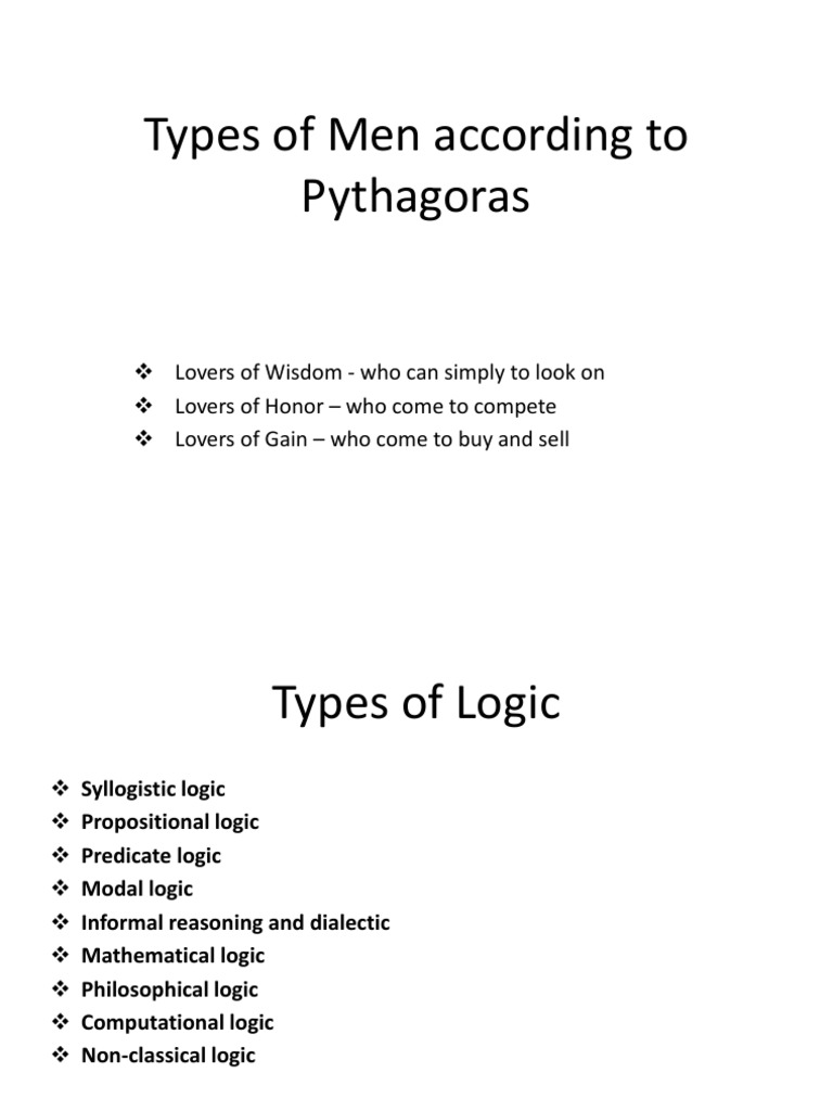 Types of Men According To Pythagoras | PDF | Logic | Reason