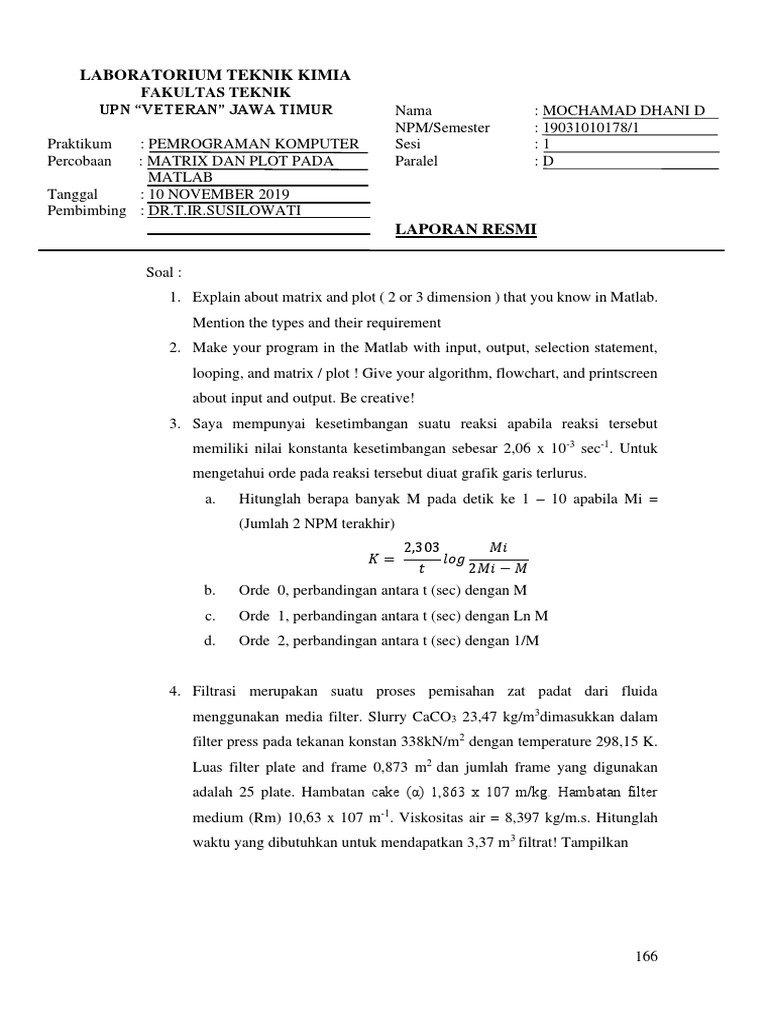 Matrix Dan Plot Pada Matlab | PDF