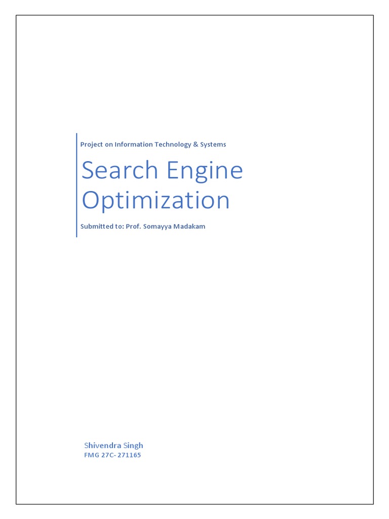 Search Engine Optimization Project Report | PDF | Search Engine ...