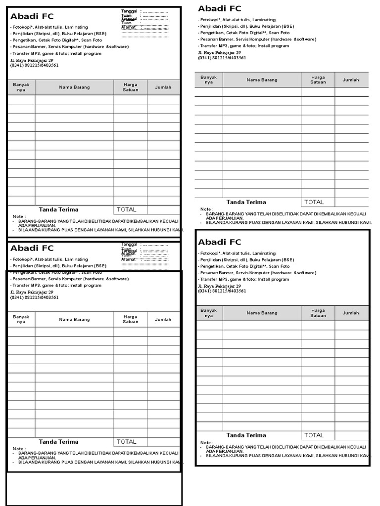 Dokumen - Tips - Contoh Nota Toko Sederhanadoc | PDF