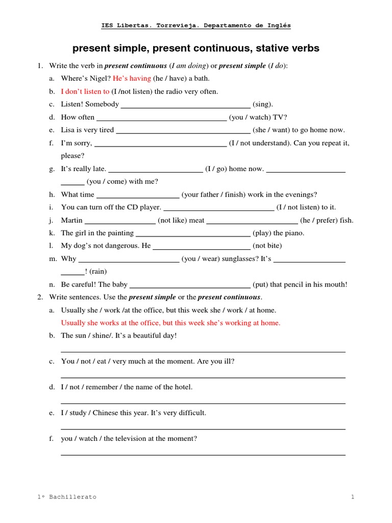 Present Tense Review PDF | PDF | Syntactic Relationships | Languages