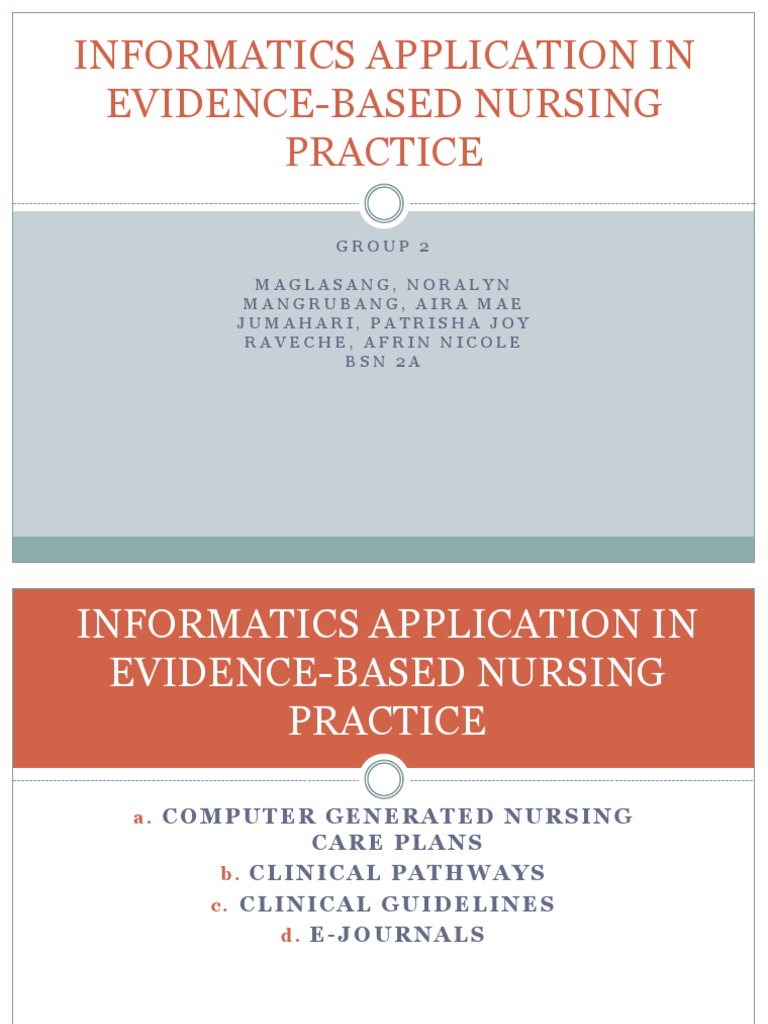 Informatics in Evidence-Based Nursing | PDF | Evidence Based Medicine ...