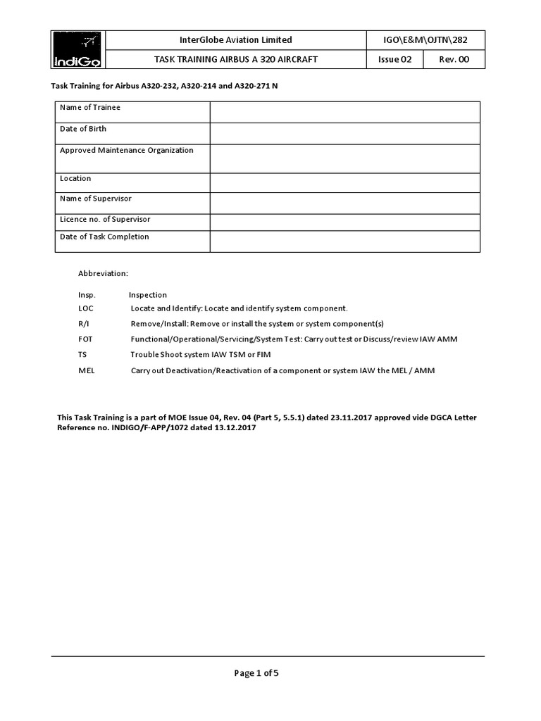 Airbus A320 Task Training Guide | PDF | Aviation | Aerospace Engineering